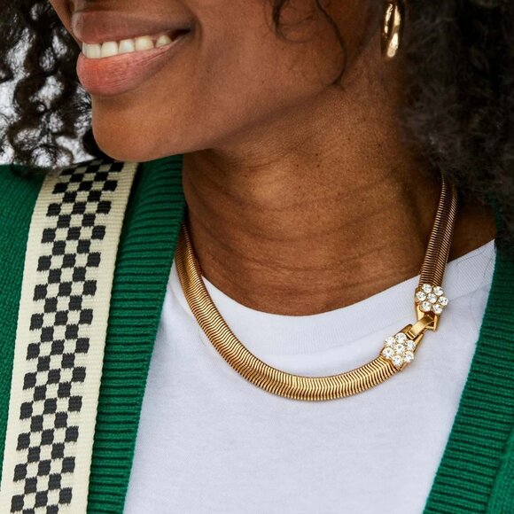 Clare V | Jewelry | Clare V Snake Chain Necklace Collar With Flower ...